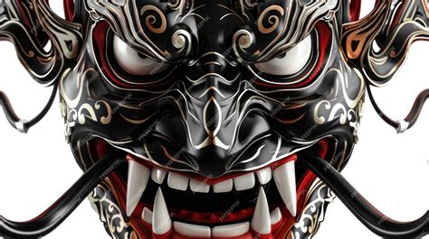 Premium Photo Realistic Yokai Mask Background On White Background