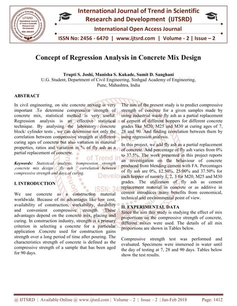 Regression Analysis In Concrete Mix Design