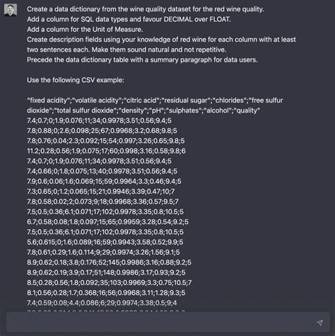 how to create a data dictionary using chatgpt