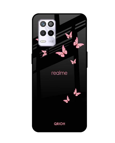 Buy Pink Butterfly Printed Premium Glass Cover For Realme 9 5g Shock