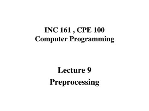 Inc 161 Cpe 100 Computer Programming Ppt Download