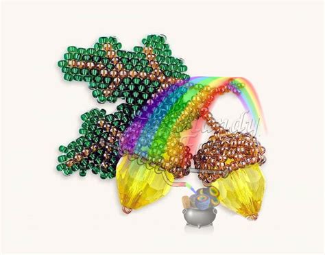 Acorns Beaded Set Б 117 Beading Set Bead Kits Brooch Pin Etsy