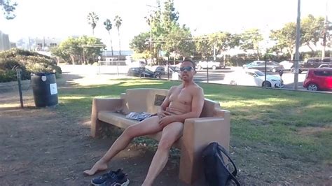 Risky Public Jerking Completely Naked On A Park Bench With Traffic In The Background Pornhub