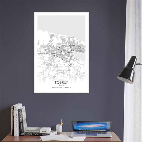 Tobruk Libya Map Poster Tobruk City Road Wall Art Print Custom Maps