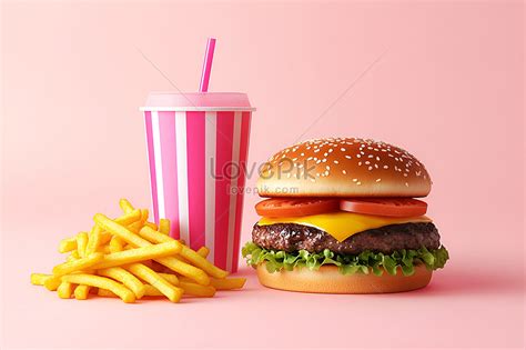 신선한 햄버거와 감자 튀김 사진 무료 다운로드 Lovepik
