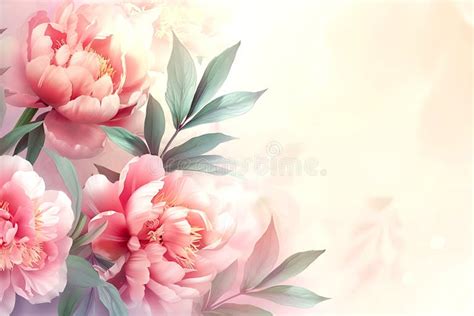 Background With Beautiful Pink Peonies Stock Illustration