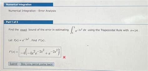 Solved Skipped Part Numerical Integration Numerical Chegg
