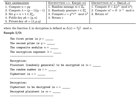 solved please implement the key generation encryption and