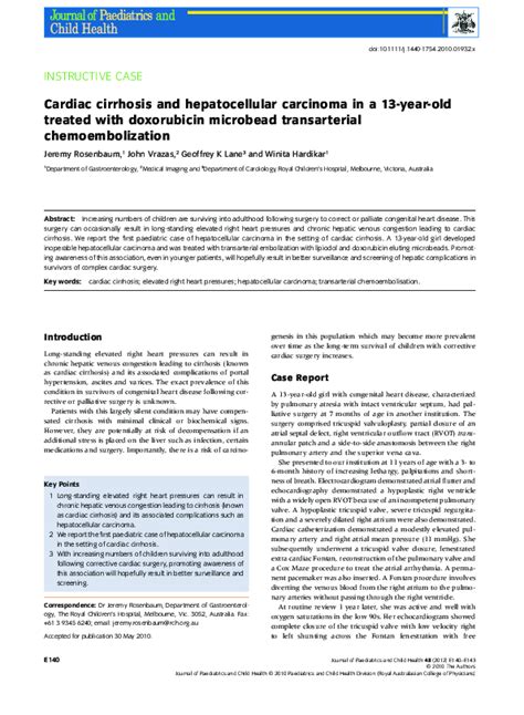 Pdf Cardiac Cirrhosis And Hepatocellular Carcinoma In A 13 Year Old Treated With Doxorubicin