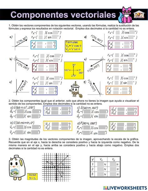 Componentes Rectangulares De Un Vector Interactive Worksheet Babe Subjects Online