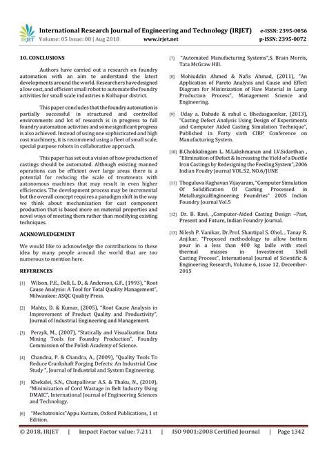 Irjet Robotic System For Automatic Pouring Of Molten Metal Using Plc Pdf