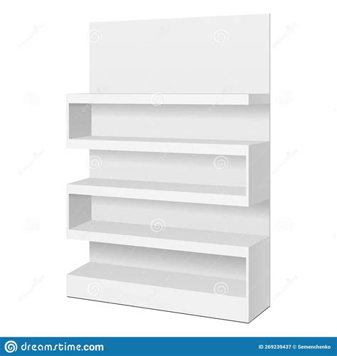 Mockup Zigzag Pos Poi Floor Showcase Display Rack Shelves For Supermarket Front View 3d