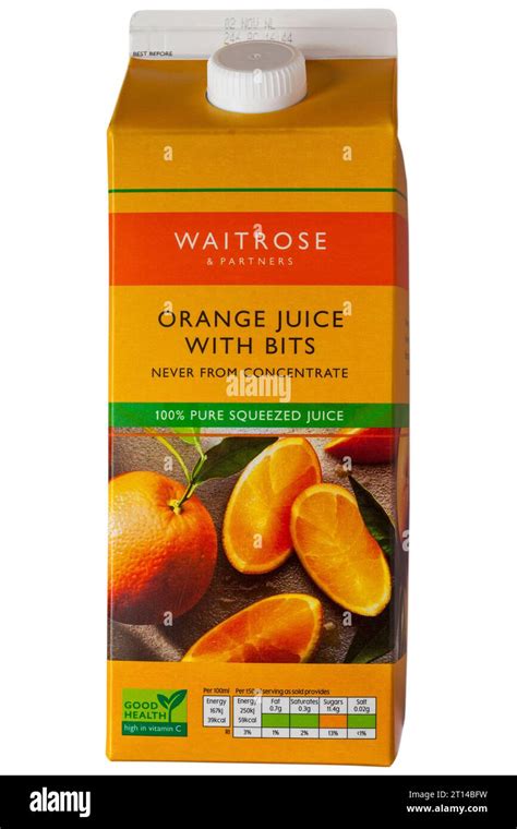 Carton Of Waitrose Orange Juice With Bits Isolated On White Background Orange Juice Drink 100