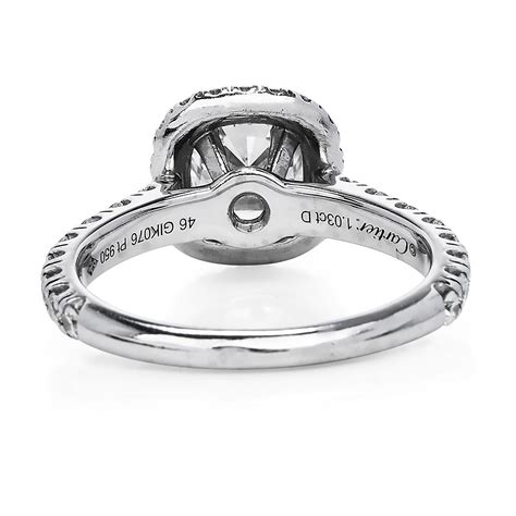 Cartier Gia Certified F Vvs Cushion Diamond Platinum Halo Engagement