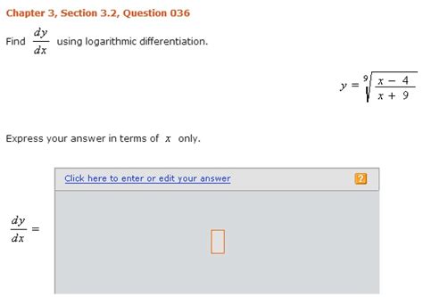 solved find dy dx using logarithmic differentiation