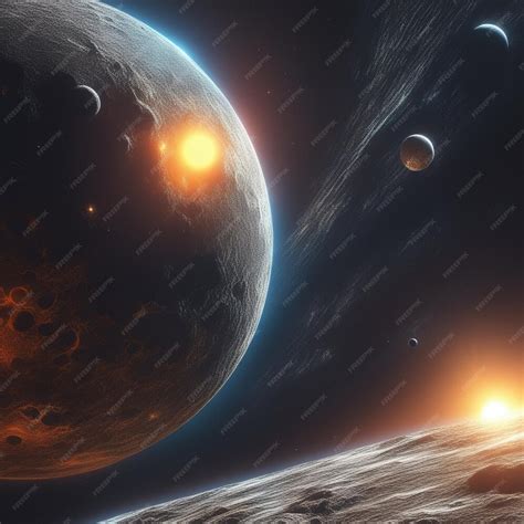 Premium Ai Image Space Sun And Moon And Galaxy