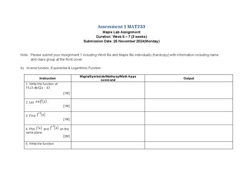 Asseesment 1 IND LAB ASG Assessment 1 MAT Maple Lab Assignment Duration Week 5 7 3 Weeks