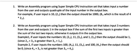 Solved Write An Assembly Program Using Super Simple Cpu Instruction