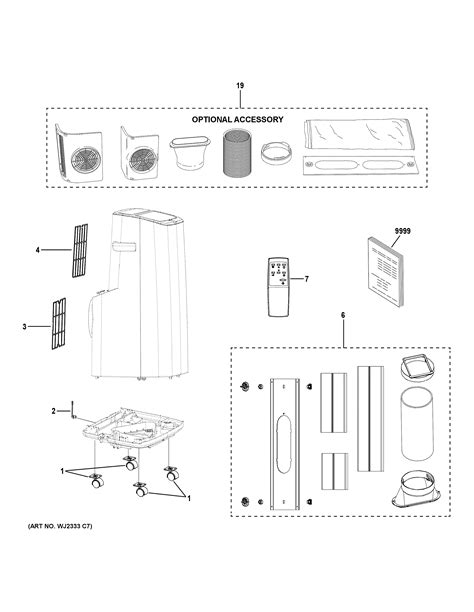 Assembly View For Portable Air Conditioner Apwd07jasgg1