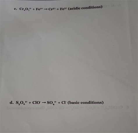 Solved 1 Balance Each Equation Use The Oxidation Number