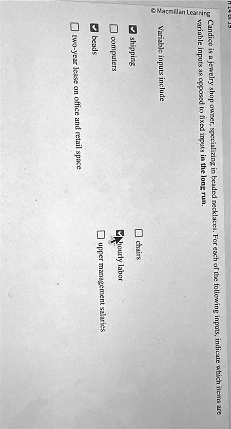 Solved Aa Candice Is A Jewelry Shop Owner Specializing In Beaded Necklaces For Each Of