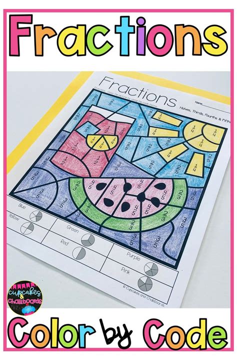 Fractions Color By Number Worksheets Fractions Coloring Identifying