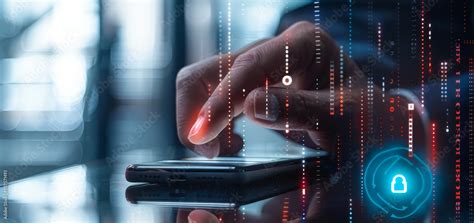 Businessman Using Biometrics Security Fingerprint Face Id To Access