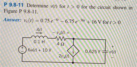 solved p 9 8 11 determine v t for t 0 for the circuit shown