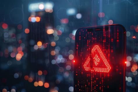 Digital Security And Cyber Threat Awareness Concept With Smartphone Displaying A Warning Symbol