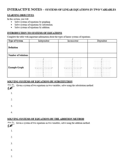 Module 041 Notes Mat 1053 Systems Of Equations In Two Variables Pdf