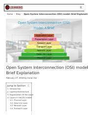 Open System Interconnection OSI Model Brief Explanation PDF Home Blog Open System