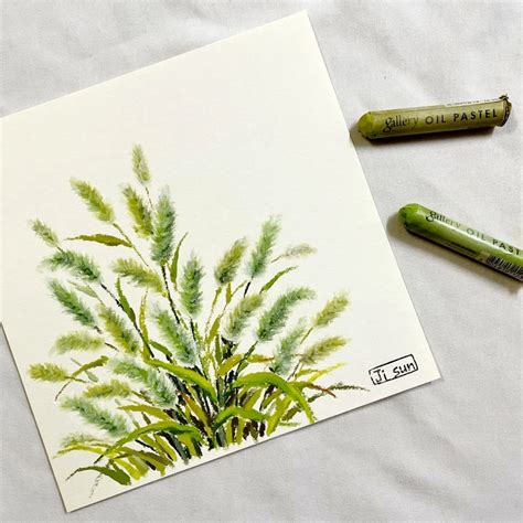 Jisunart On Instagram 강아지풀너 좀 귀엽다 Youtube ⬆️에서 그리기 영상 보세요 ㆍ 오일파스텔 문교오일파스텔 강아지풀 강아지풀