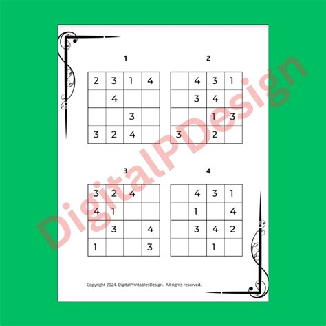Very Easy Sudoku 4x4 Grid Printables For Sudoku Puzzle Lovers 300
