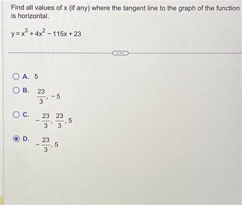 Solved Find All Values Of X If Any Where The Tangent Line