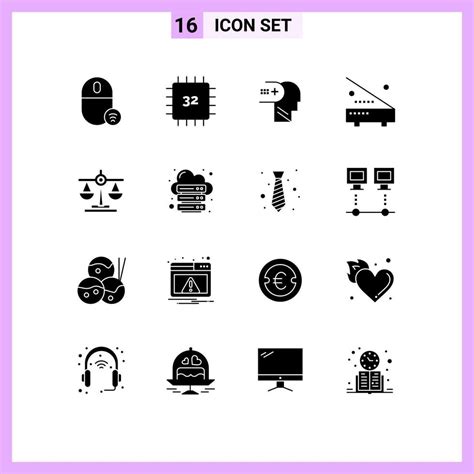 16 Thematic Vector Solid Glyphs And Editable Symbols Of Equipment Electric Gadget Devices
