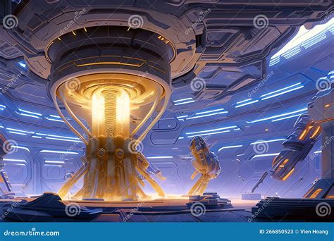 Futuristic Nuclear Fusion Power Plant Concept Ai Stock Illustration