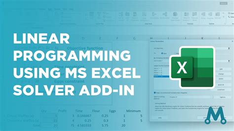 Solving Linear Programming Problems With Excel Solver Add In Youtube
