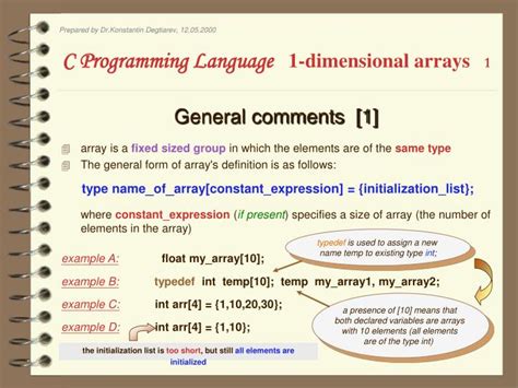 Ppt C Programming Language Dimensional Arrays Powerpoint Presentation Id