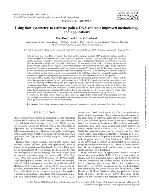 Pdf Using Flow Cytometry To Estimate Pollen Dna Content Improved