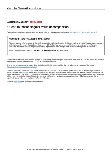 Pdf Quantum Tensor Singular Value Decomposition