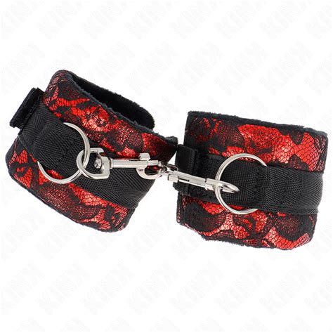 Kink Short Velvet Lace Wrist Restraints And Nylon Bind Red Black 23