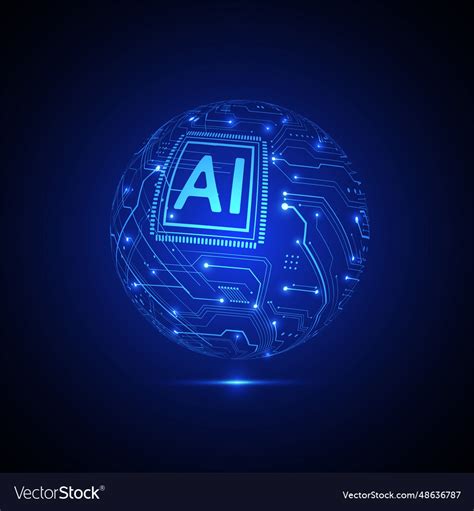 Artificial Intelligence Circuit Line Style Vector Image
