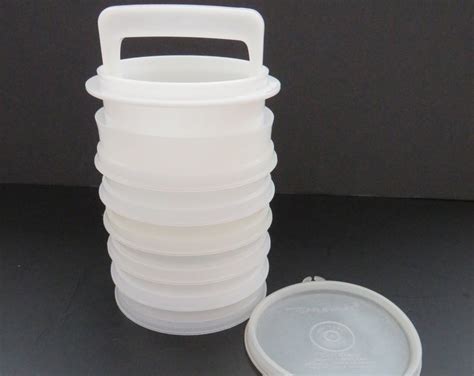TUPPERWARE Hamburger Keepers Set Of Keepers Lid Press Stackable Clear Containers