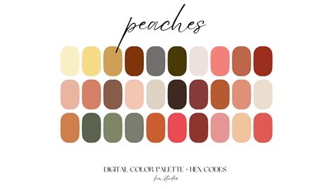 Peaches Digital Color Palette Color Chart Goodnotes Tool Ipad Procreate Digital Download Peach