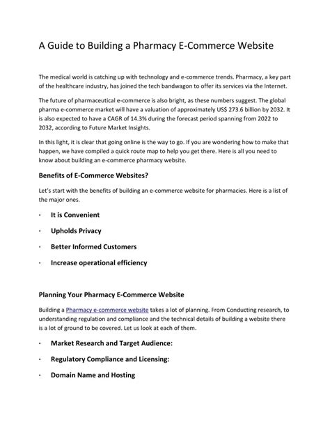 Ppt A Guide To Building A Pharmacy E Commerce Website Powerpoint