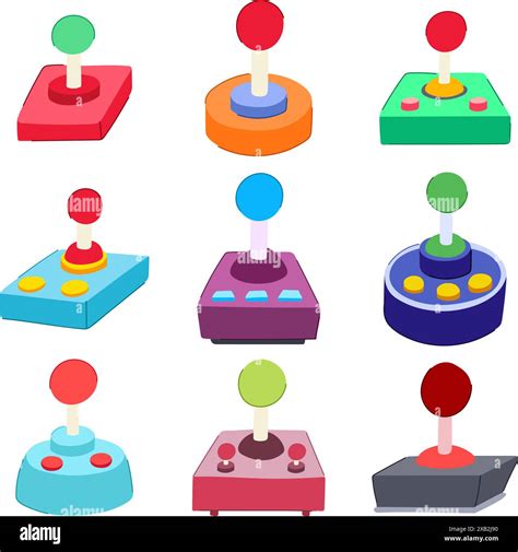 Arcade Joystick Set Cartoon Vector Illustration Stock Vector Image And Art Alamy