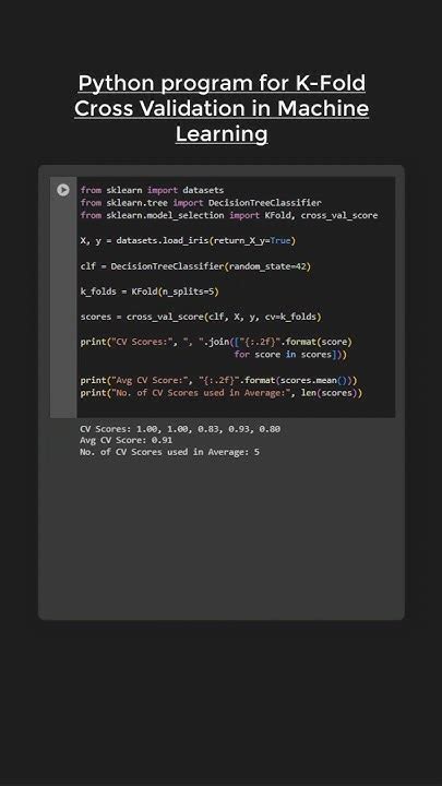K Fold Cross Validation For Machine Learning In Python 😎🆒😱 Pythonshot Coding Shorts Code