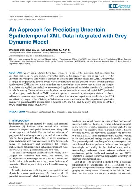 Pdf An Approach For Predicting Uncertain Spatiotemporal Xml Data