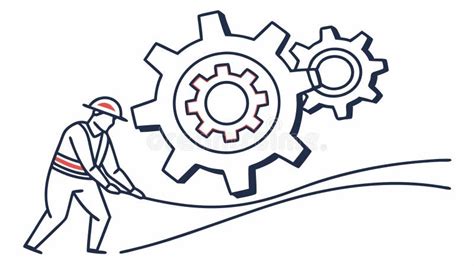 Man Pushing A Large Gear Icon For Industry And Teamwork Concept Vector Design Generative Ai