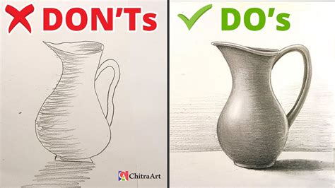Donts And Dos How To Draw Realistic 3d Jug Easy Step By Step Pencil